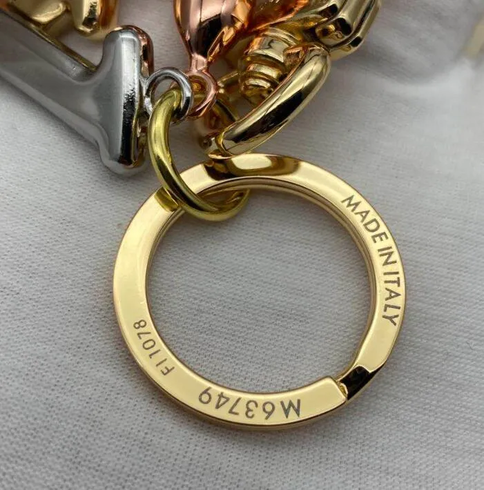 Designer diamond letter keychain pendant copper rose gold plated with ...