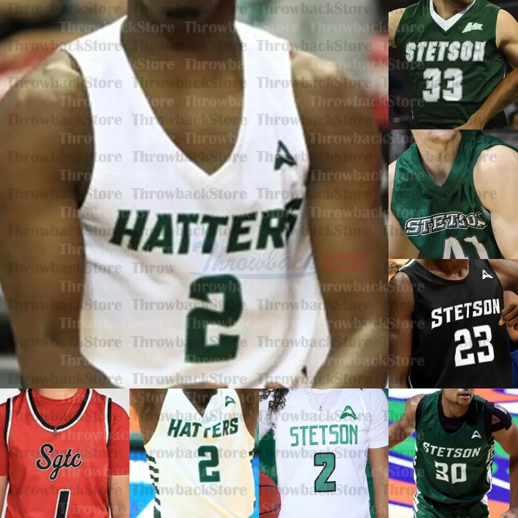 Custom Stetson Hatters Basketball Jerseys Rob Perry Mahamadou Diawara ...