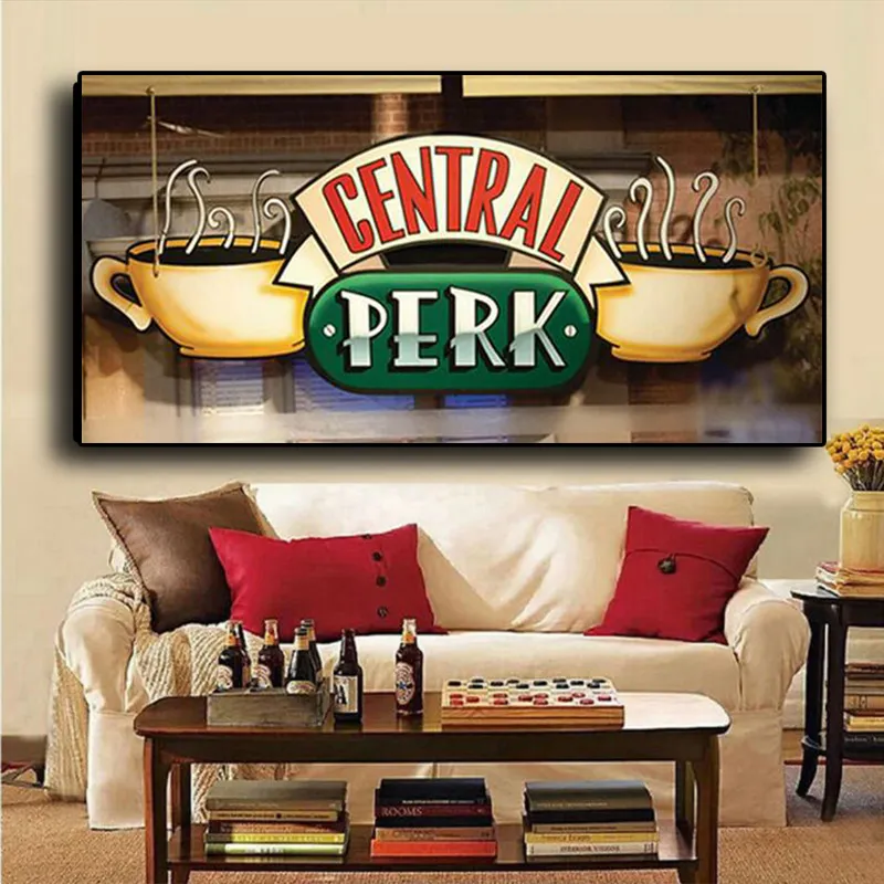 Central Perk Cafe Metal Sign Wall Art LED Light, Friends, 47% OFF