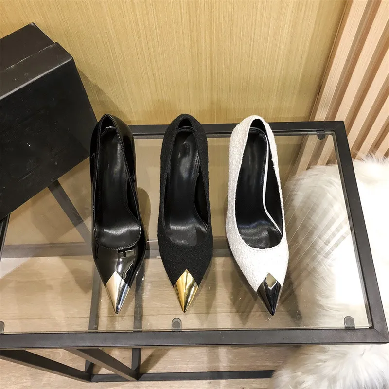 Wholesale Designer Womens High Heels Metal Pointed Toe Dress Shoes For ...