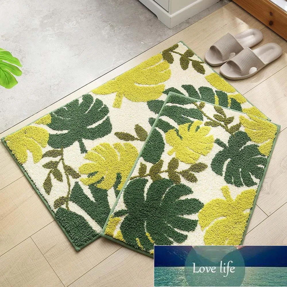 Jacquard Floor Mat Large Rectangle Suede Bathroom Absorbent Leaves ...