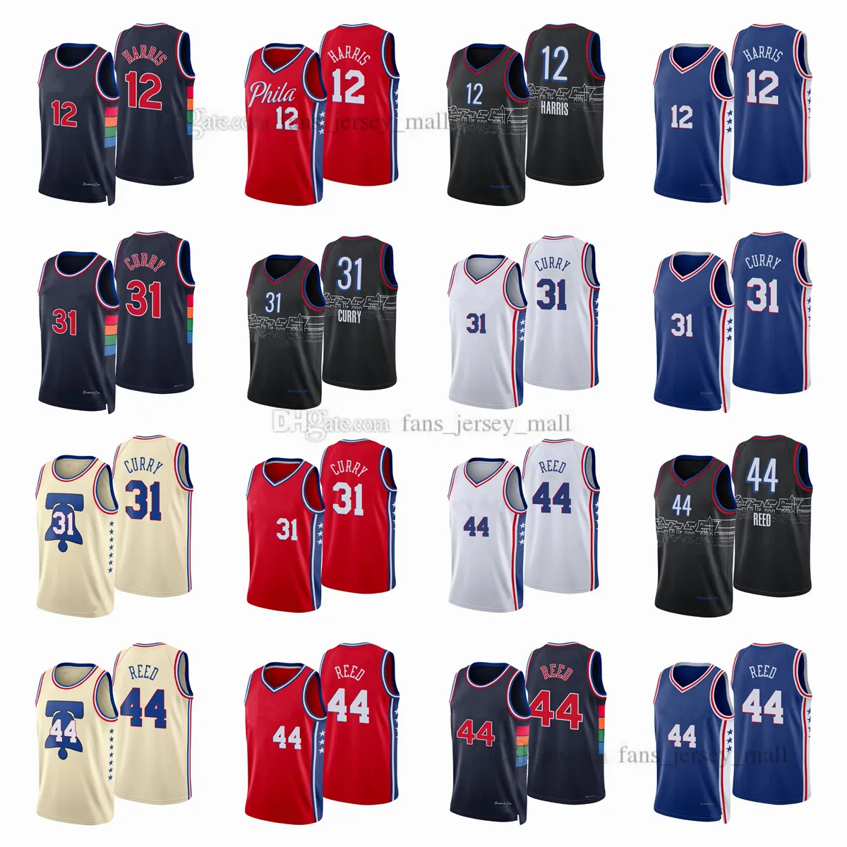 Printed City Basketball Jerseys Furkan Seth 31 Curry Tobias 12 Harris ...