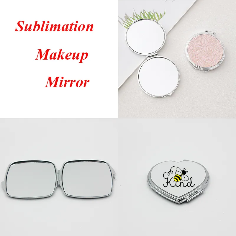 Sublimation Metal Makeup Mirror With Key Ring 6 Styles, Foldable ...