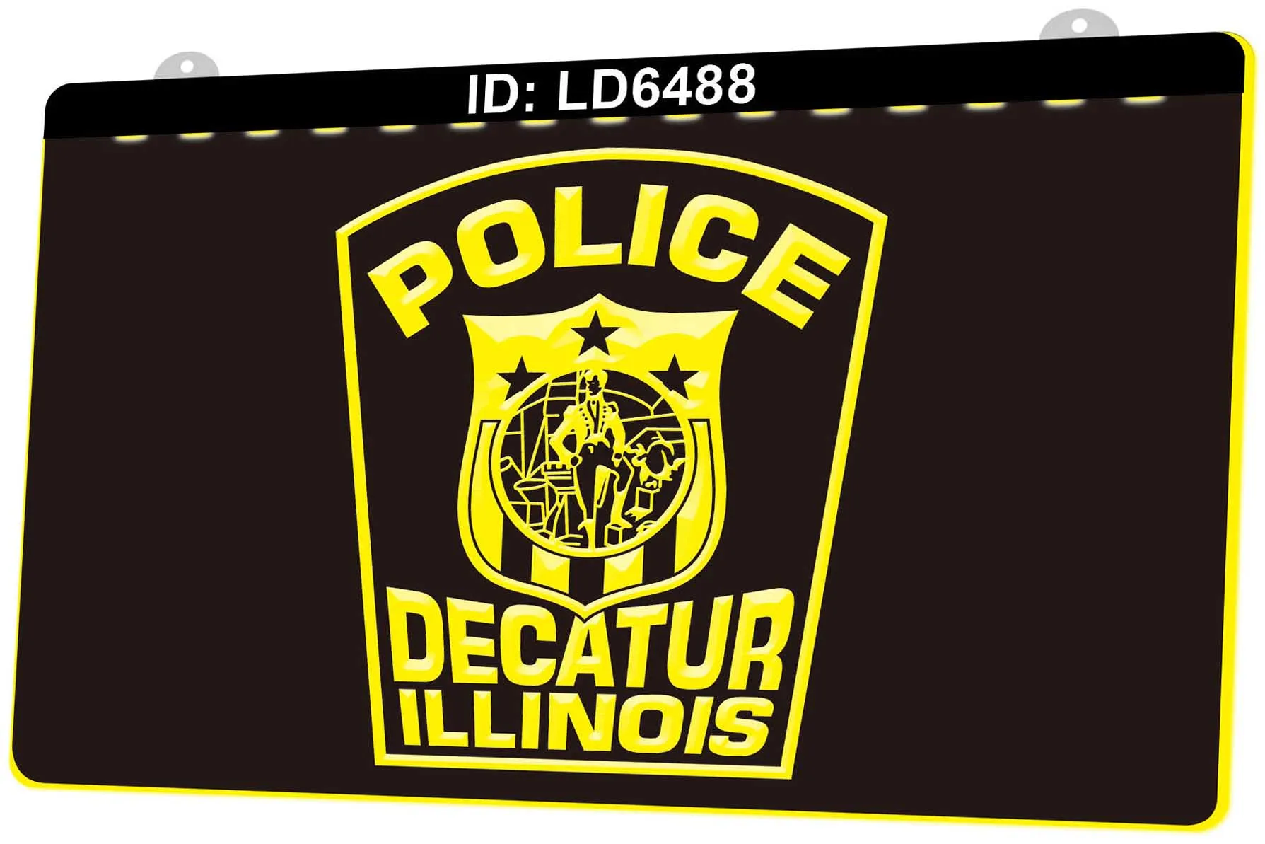 Custom Police Decatur Illinois LED Sign - 3D Engraved Light ...