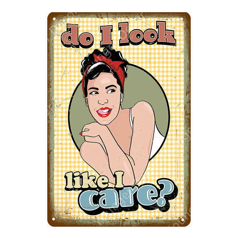 Sexy Girl Pin Up Metal Tin Signs Hawaii Navy Fishing Lady Vintage Wall ...