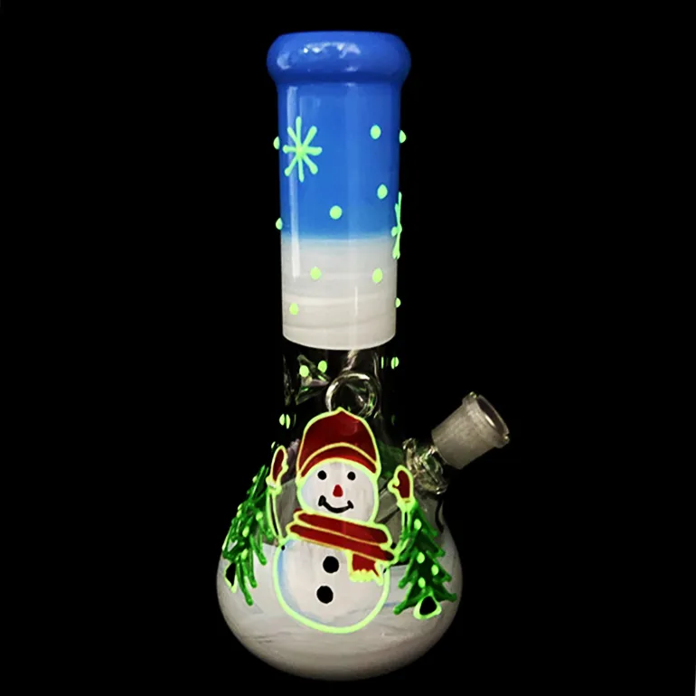 Glow In The Dark Christmas Snowman Glass Bong Smoking Water Pipe Hookah ...