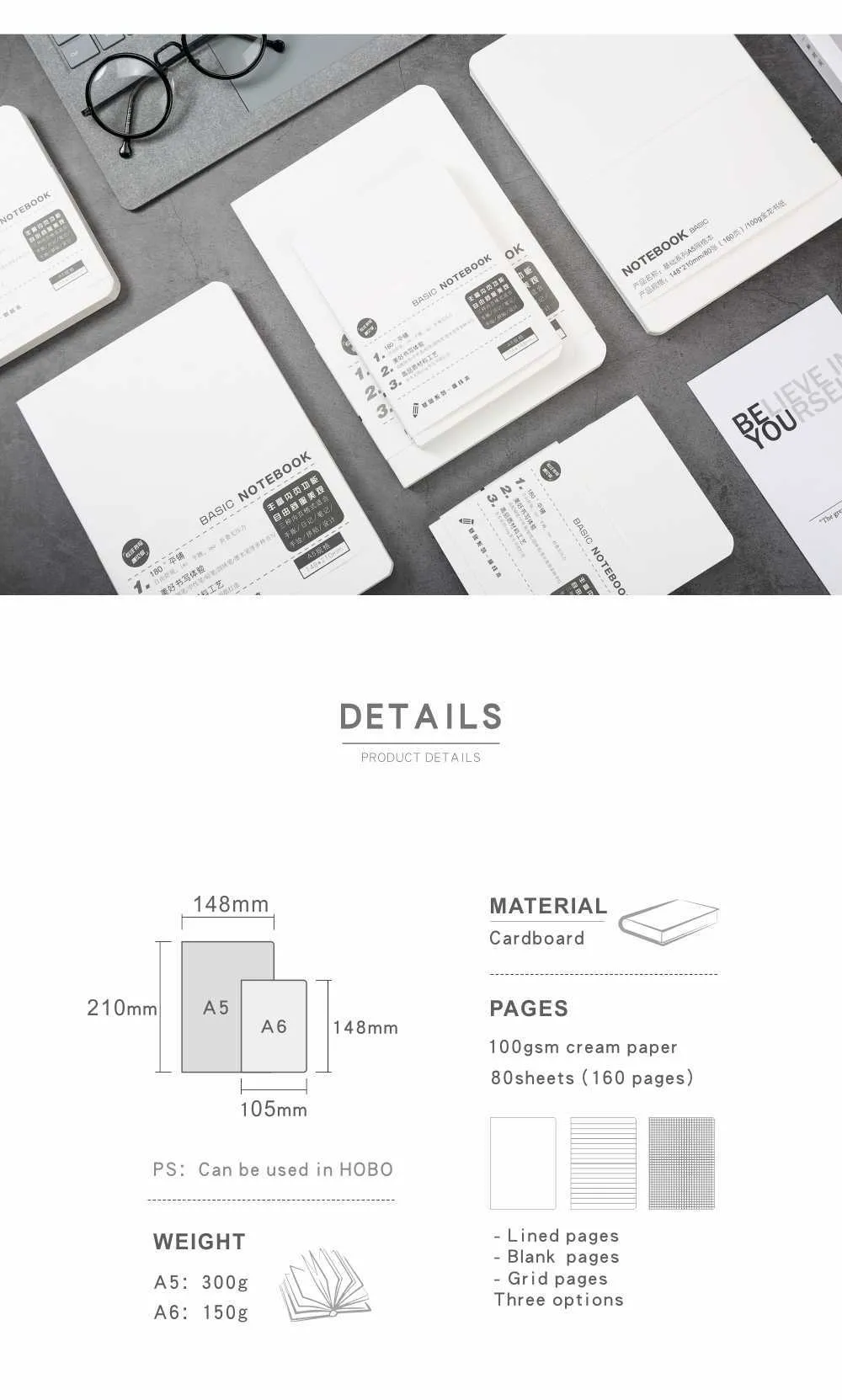 Wholesale 130 Sheets Of GRID Blank Lined A6 Notebook Filler Paper For ...