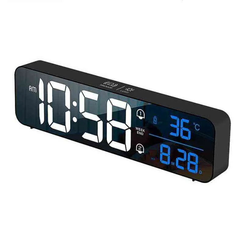 Digital Wall Clock with Voice Control, LED Temperature, Date Display ...