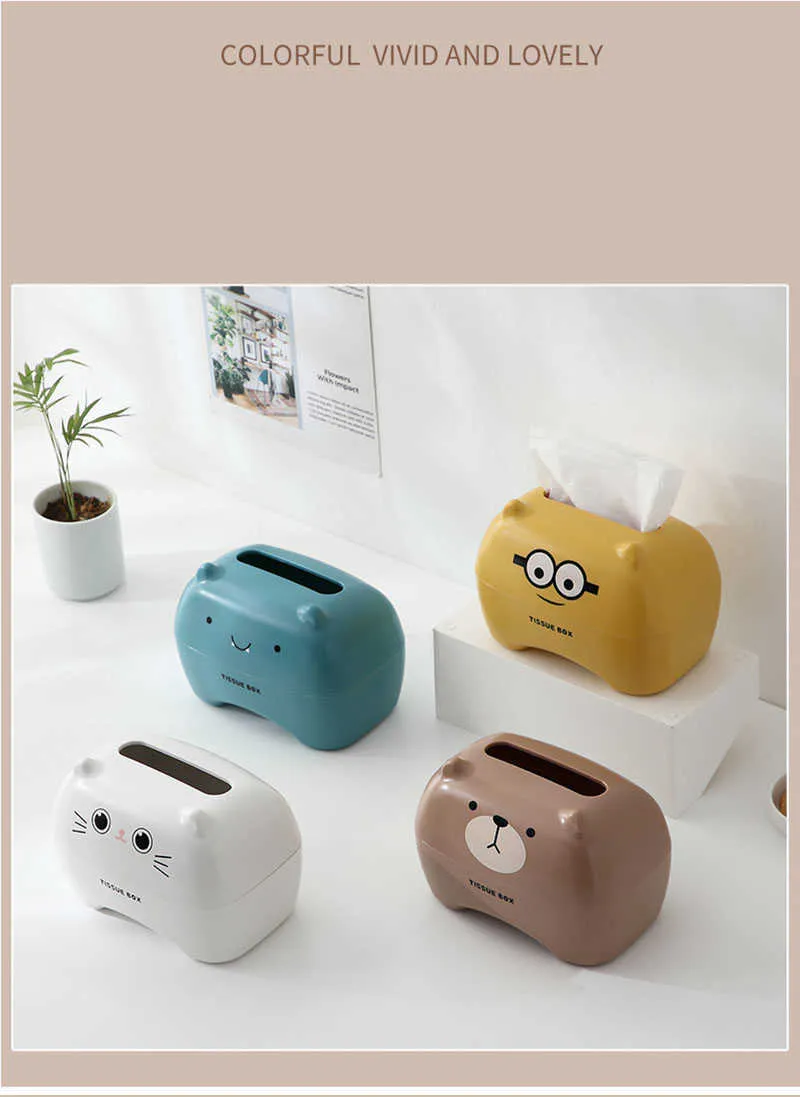 Cute Cartoon Tissue Boxs Nordic Roll Paper Storage Thickened Plastic ...