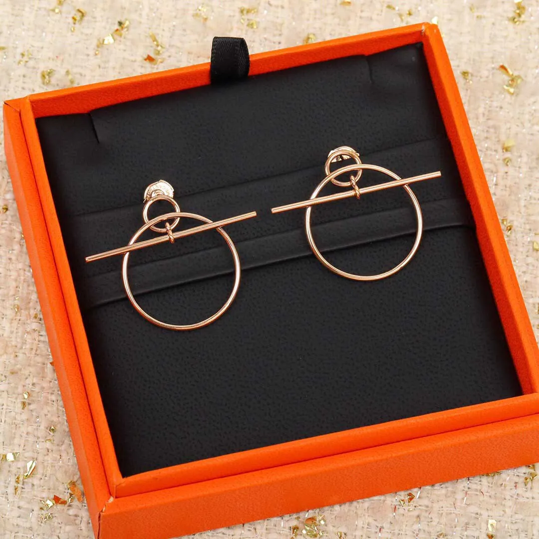 S925 Silver Charm Dangle Round Drop Earrings in 18K Rose Gold Plated ...