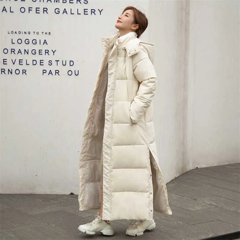 Down Jacket Women's Long Winter Loose Student Wild Cotton European and ...