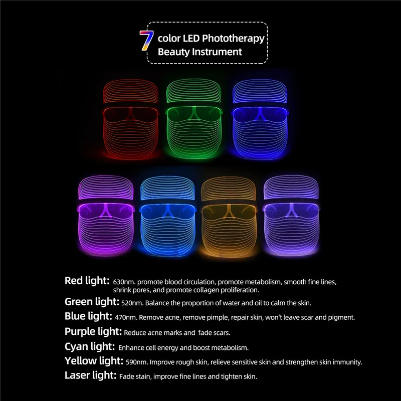 LED Photon Facial Mask Skin Tighten Photonic Anti-aging Acne Wrinkle ...