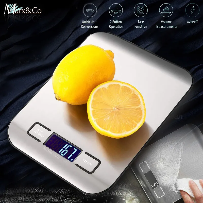 Digital Kitchen Food Scale - 11lb/5kg Stainless Steel Baking Scale w ...