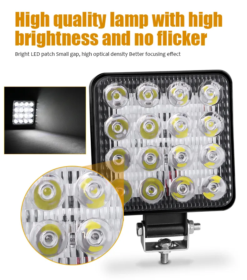 4X LED Light Bars 48W 16 LED Offroad Work Lights 12V Spotlights For 4x4 ...