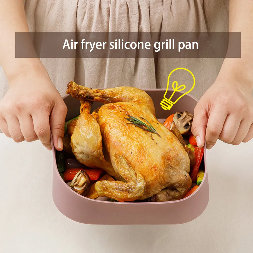 Silicone Air Fryer Pot - Reusable Baking Liner, Heat Resistant Basket ...