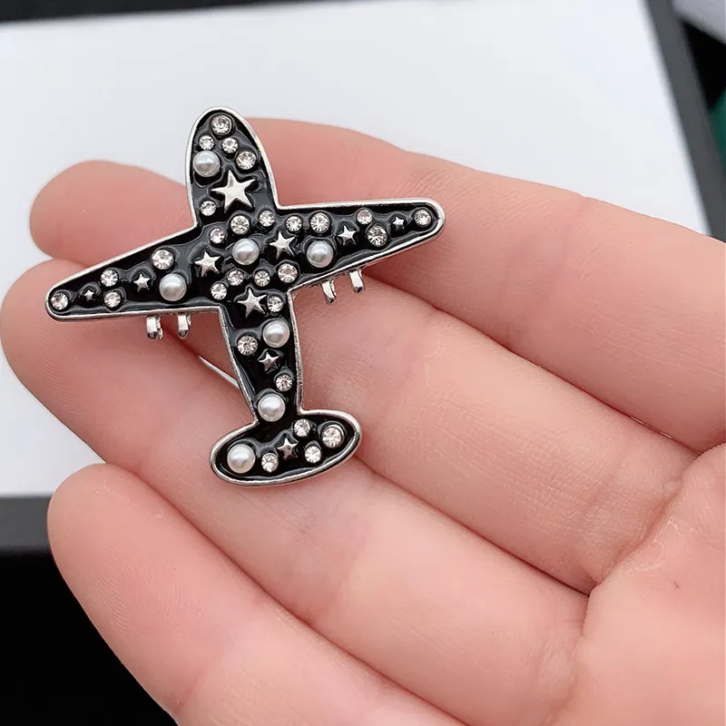 Cute Airplane Brooch For Women And Girls Rhinestone Pearl Aircraft ...