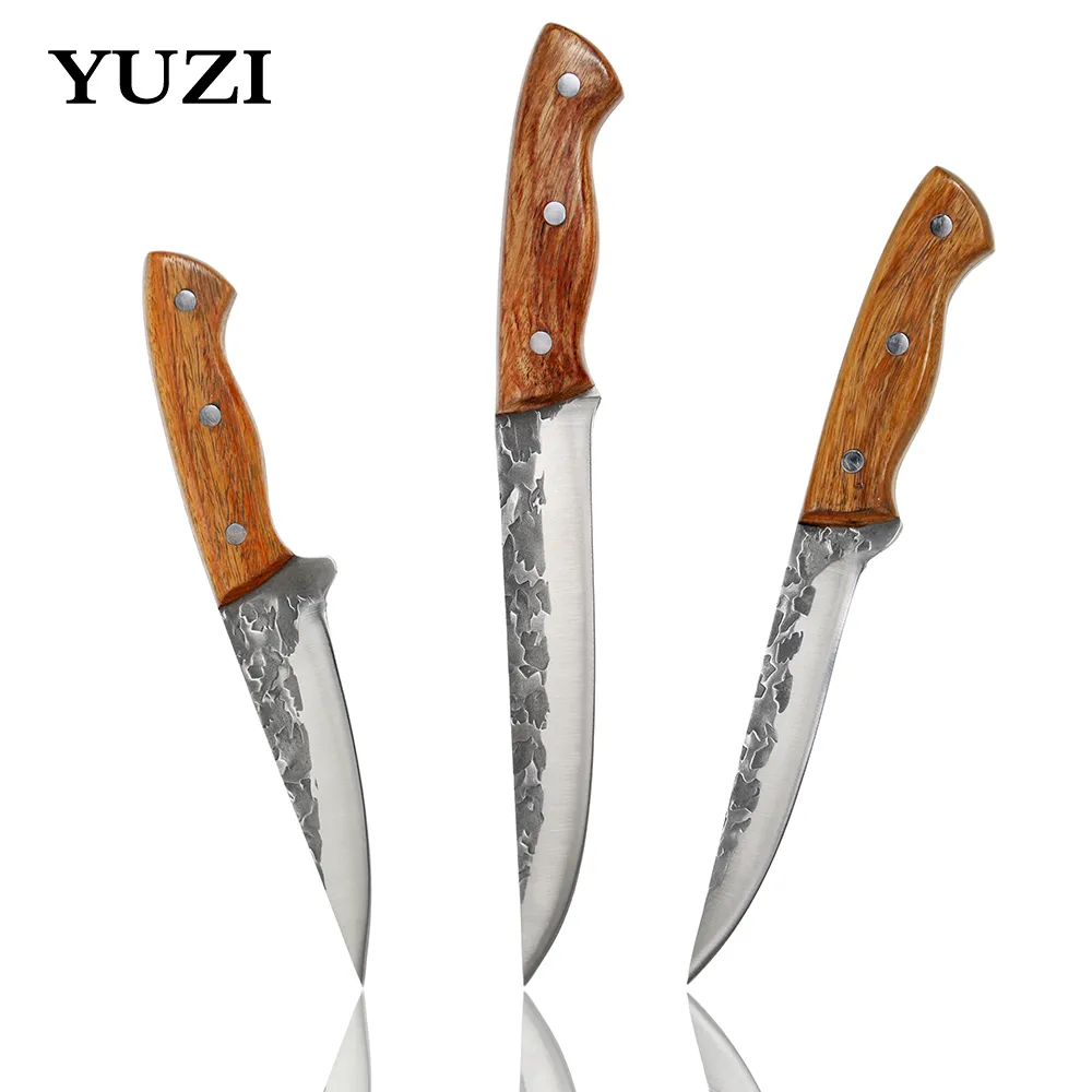 Handmade Forged Kitchen Knives Set High Carbon Stainless Steel Chef ...