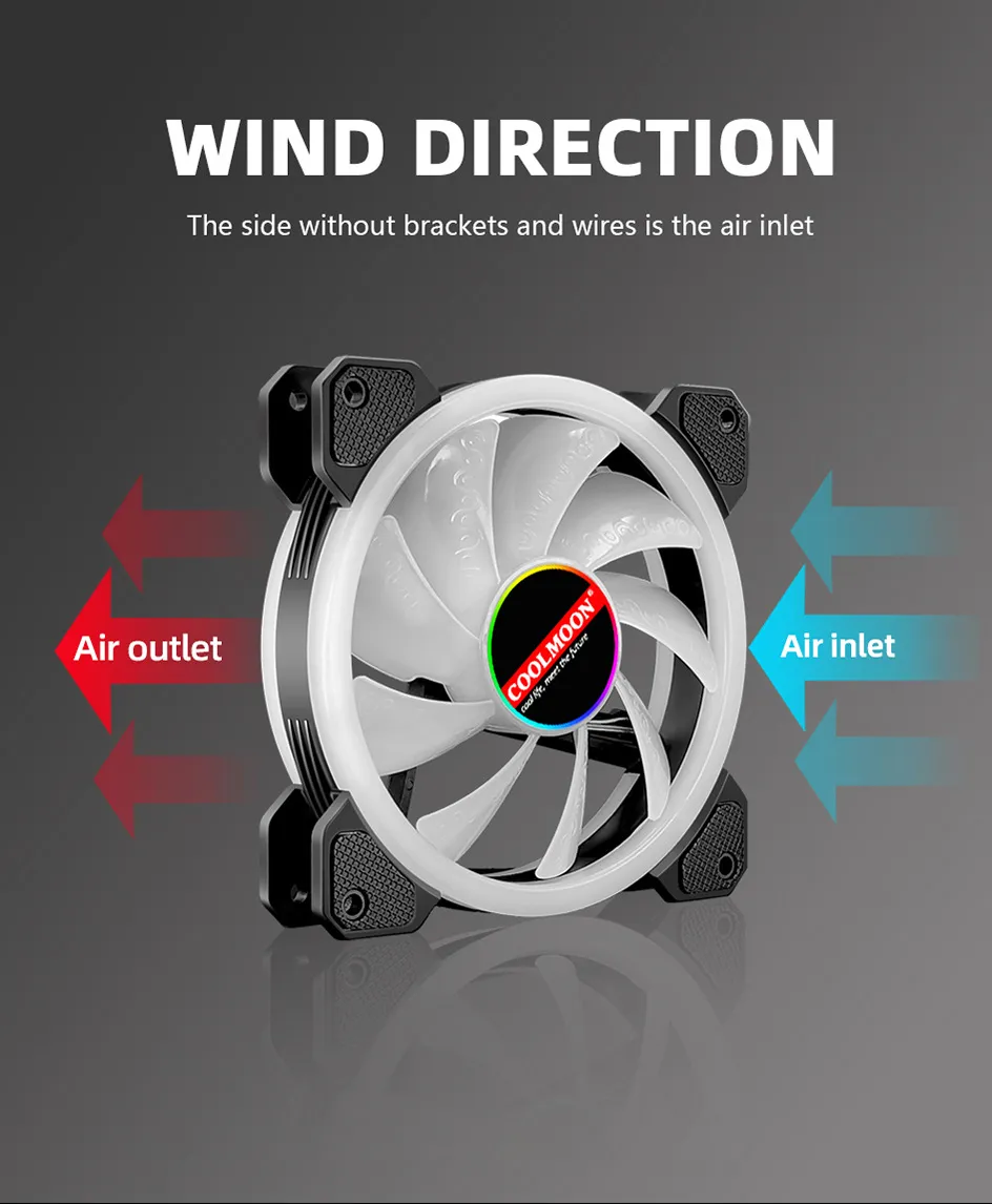 Computer Chassis Fan RGB PC Cooling Fan With Heatsink Dissipation ...