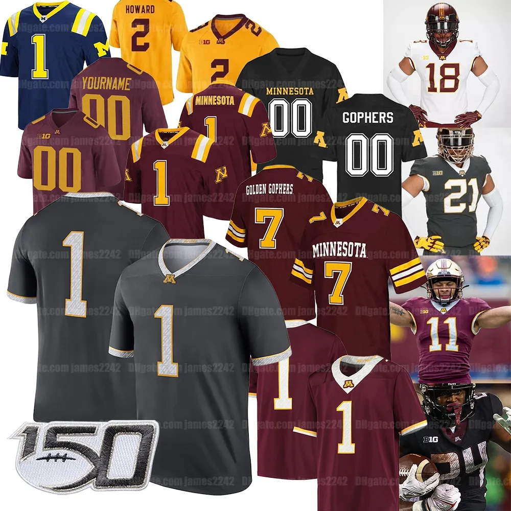 Custom College Football Jersey Rashod Bateman Tanner Morgan Mohamed ...