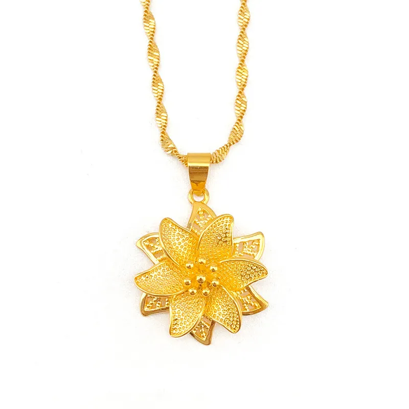 18k Yellow Gold Filled Flower Pendant Chain With Filigree Elegant Womens Fashion Gorjana Jewelry From Blingfashion 11.06 DHgate.Com