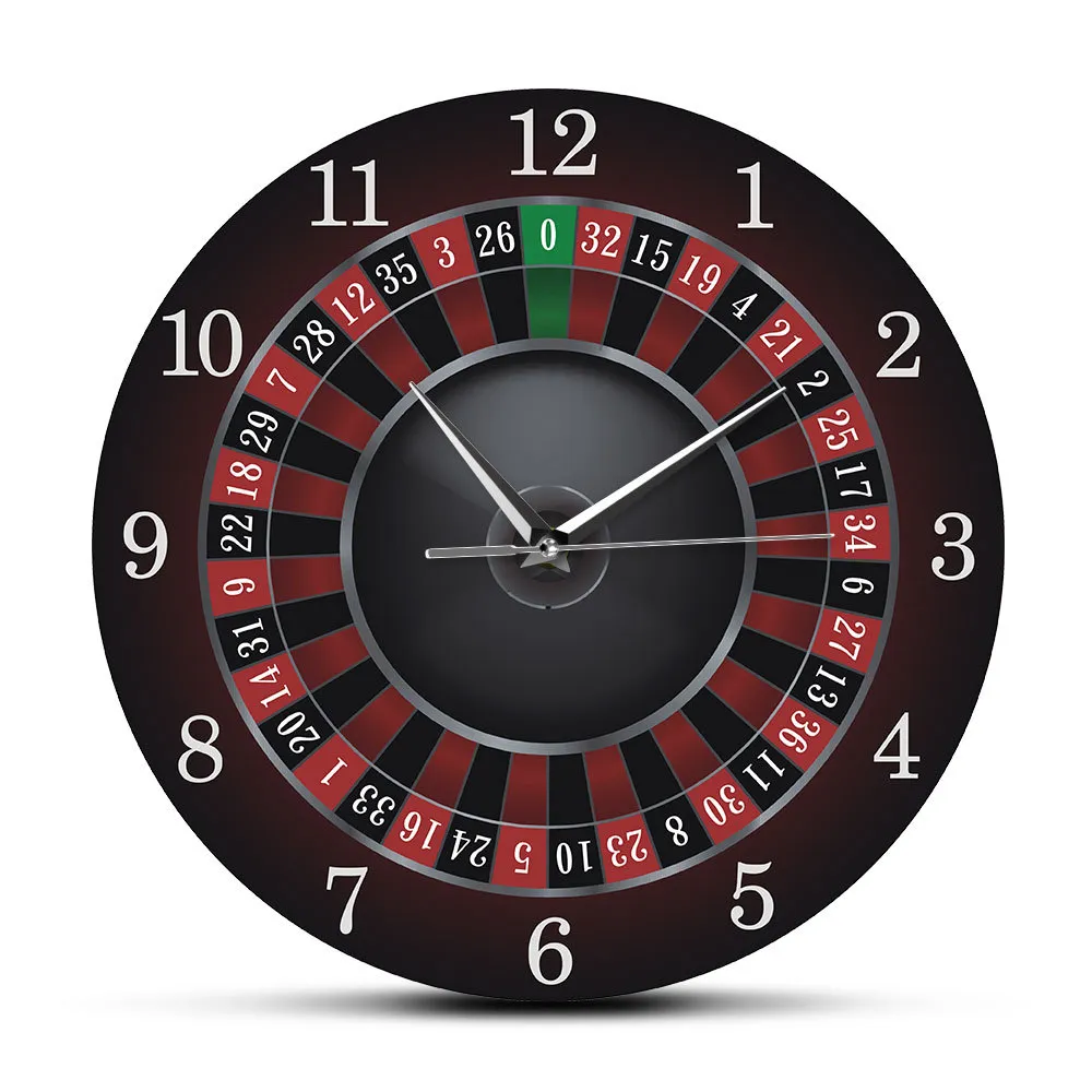 Poker Roulette Wall Clock 12 In Black Metal Frame, Quartz Gaming Clock ...