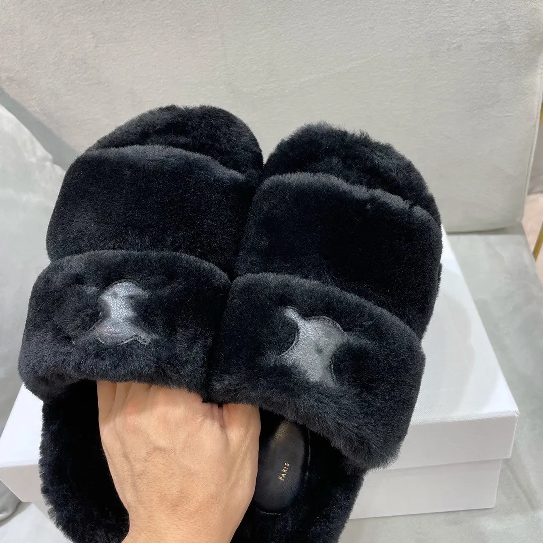 Womens Sheepskin Wool Sandals And Shearling Slippers Womens Thick ...