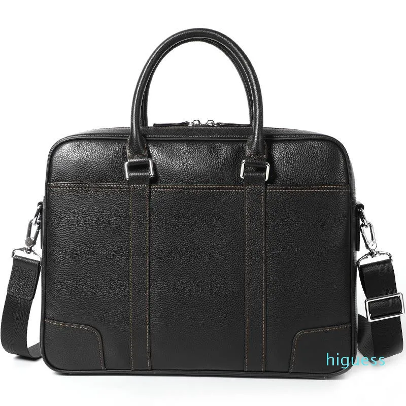 Men's PU Leather Laptop Briefcase with Zipper Closure and Single Soft ...