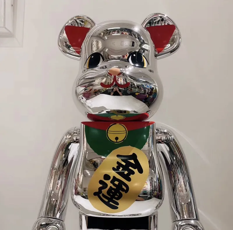 Bearbrick 400 Electroplating Gold Lucky Cat Figure Table Decoration ...