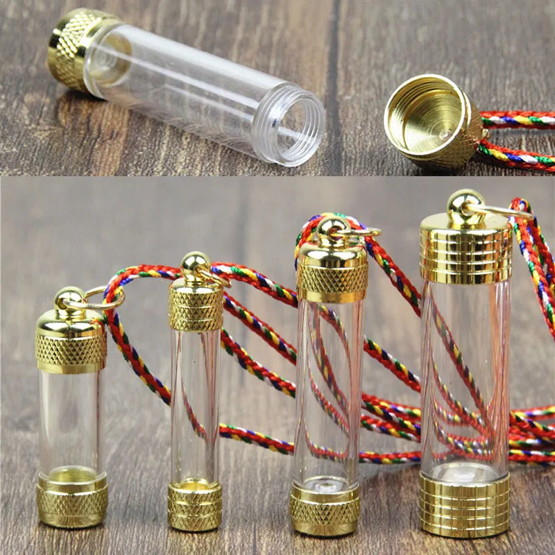 Vintage Waterproof Transparent Tube Gold Locket Set Pendant Necklace ...