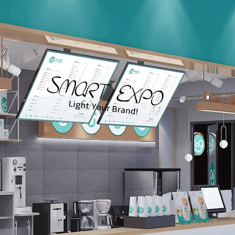 Overhead LED Lightbox Menu Sign | Aluminum Advertising Display Poster ...