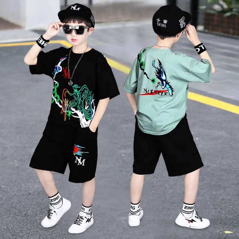 Boys 2-Piece Tracksuit Set Pullover Top and Shorts for Ages 6-14, Lycra ...