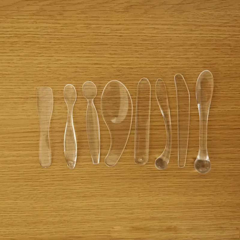 Mini Acrylic Cosmetic Spatula Set - Clear Makeup Mixing Tool, Facial ...