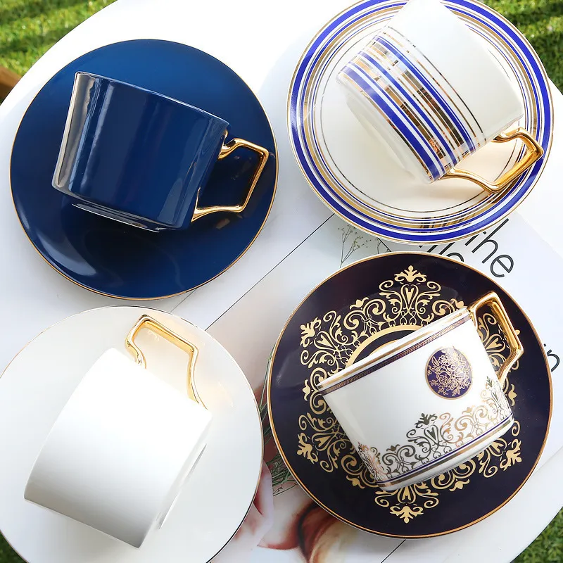 DHgate.com:European-Style Bone China Coffee Cup Saucers, Luxurious Northern Europe Style Concise ...