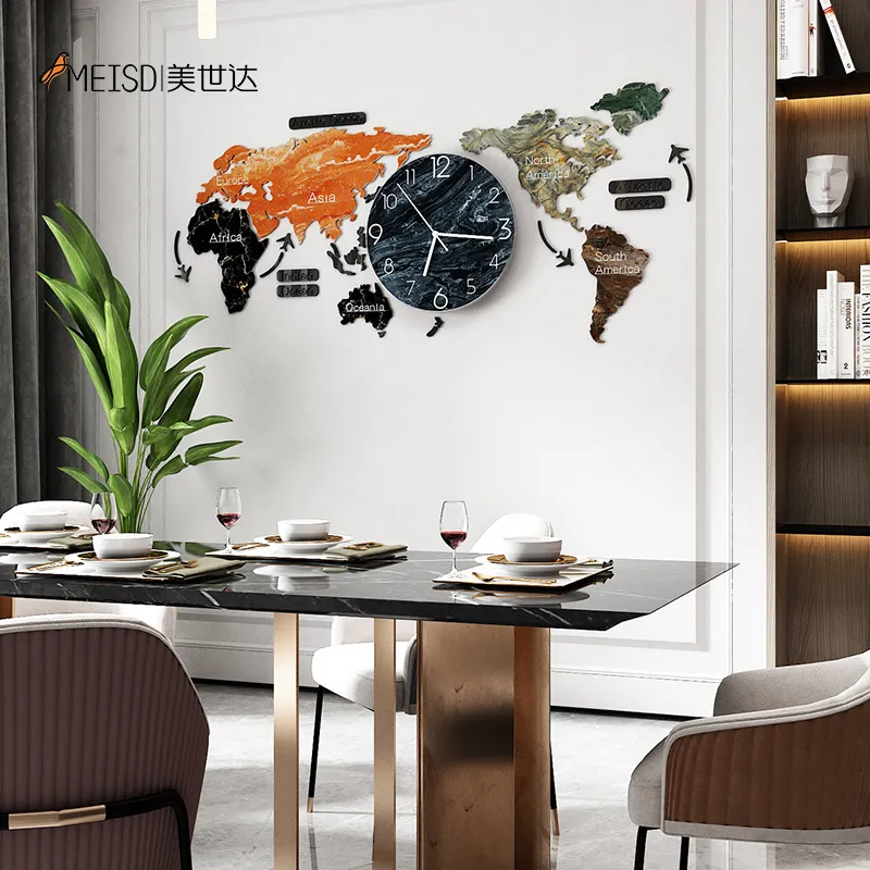 Home Goods Wall Clocks Acrylic World Map Wall Sticker DIY Colorful Wall ...