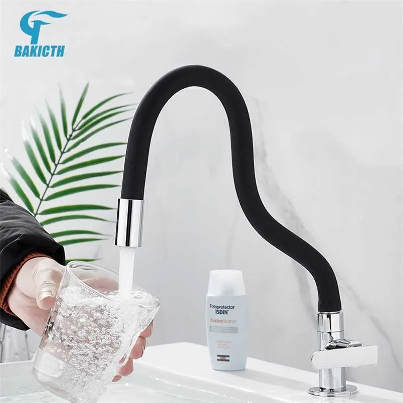 Bakicth Brass Kitchen Faucet Single Handle Silica Gel Rotating Nose ...