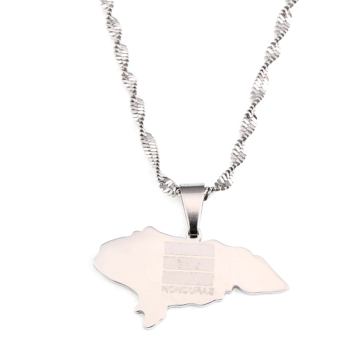 Small Honduran Map Elephant Pendant Necklace Stainless Steel Patriotic ...