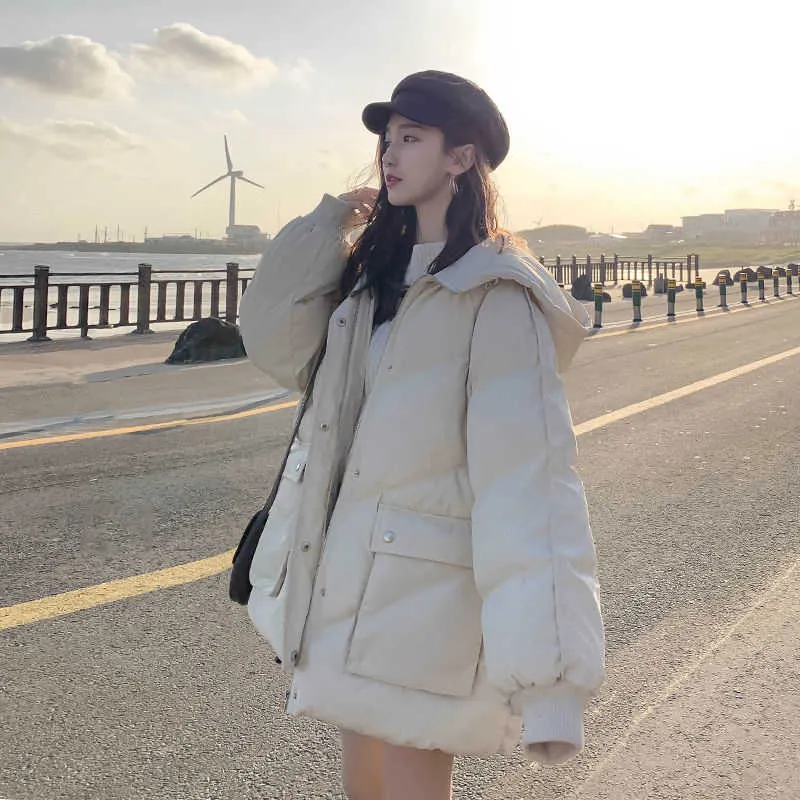 Oversized Korean Puffer Jacket For Women Thickened Winter Ladies Padded ...