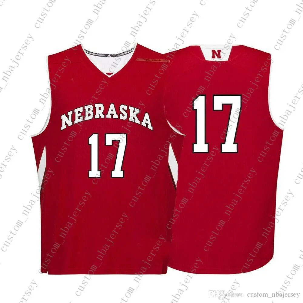 Custom Nebraska Cornhuskers #17 Red Basketball Jersey with Personalized ...