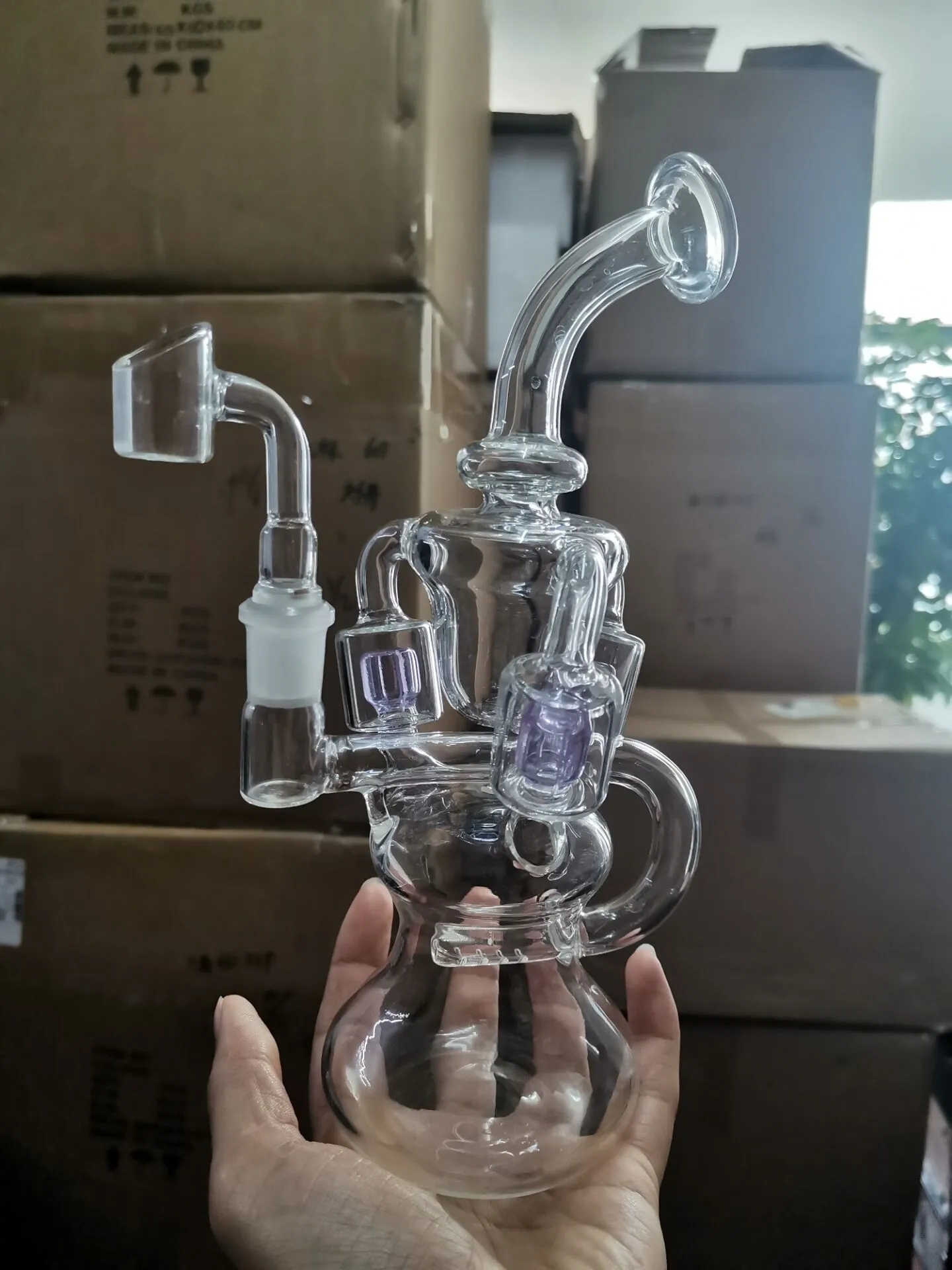 9.4 Inchs Hookahs GLASS Bubbler Unique Bongs Smoking Pipe Recycler ...