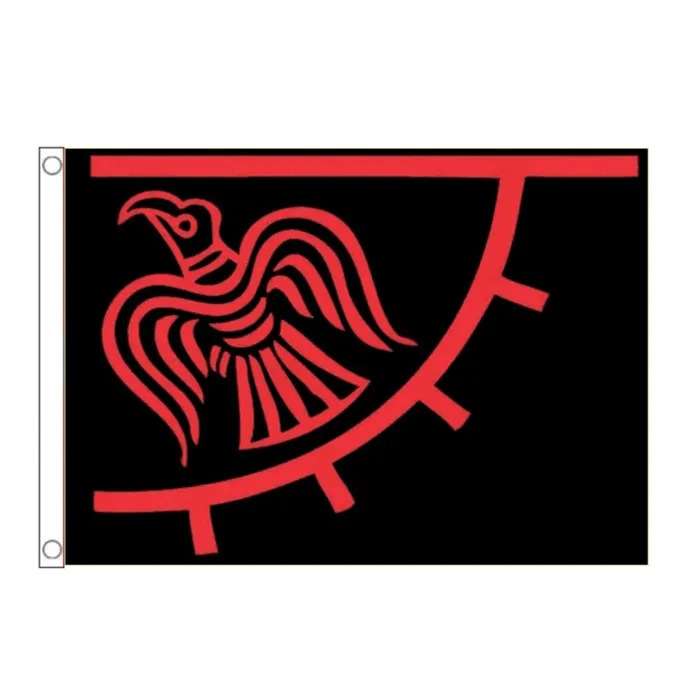 Viking Raven Flag Black And Red Flag 3x5 FT Firefighter Banner 90x150cm ...