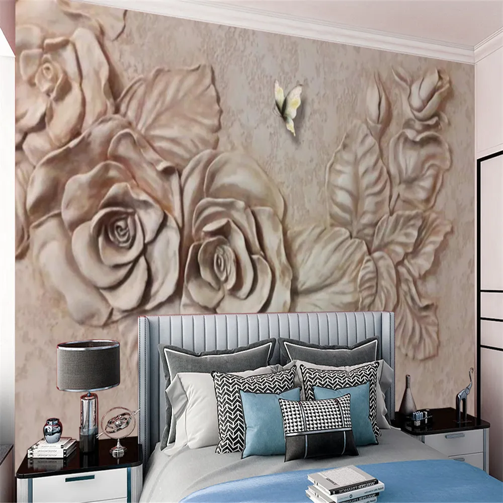 Custom 3d Floral Wallpaper Three Dimensional Embossed Delicate Flowers ...