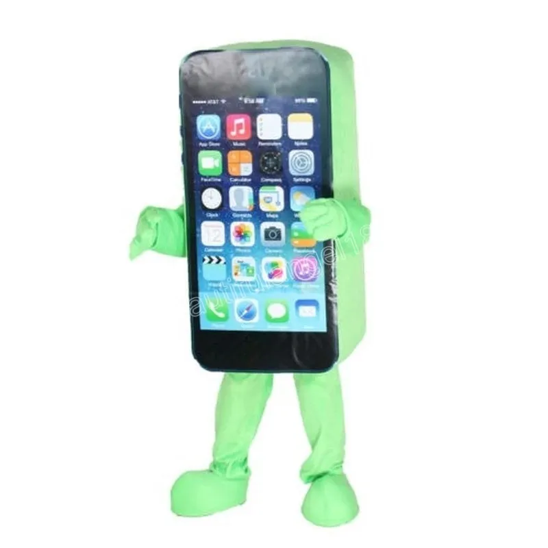 Halloween Green Cell Phone Mascot Costume, Custom Cartoon Plush Animal ...