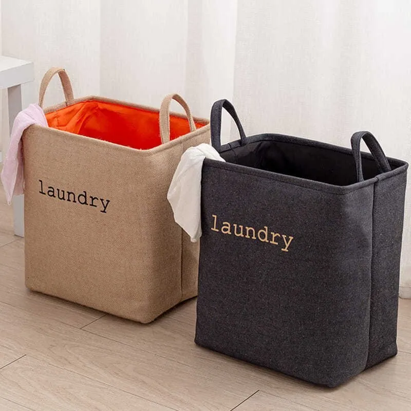 Cotton Linen Laundry Basket Dirty Clothes Bucket Toy Organizer ...