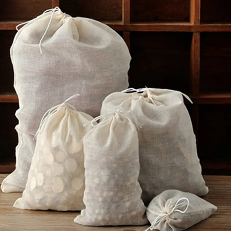 50 Pack Reusable Muslin Bags - Small Drawstring Bags for Food Storage ...