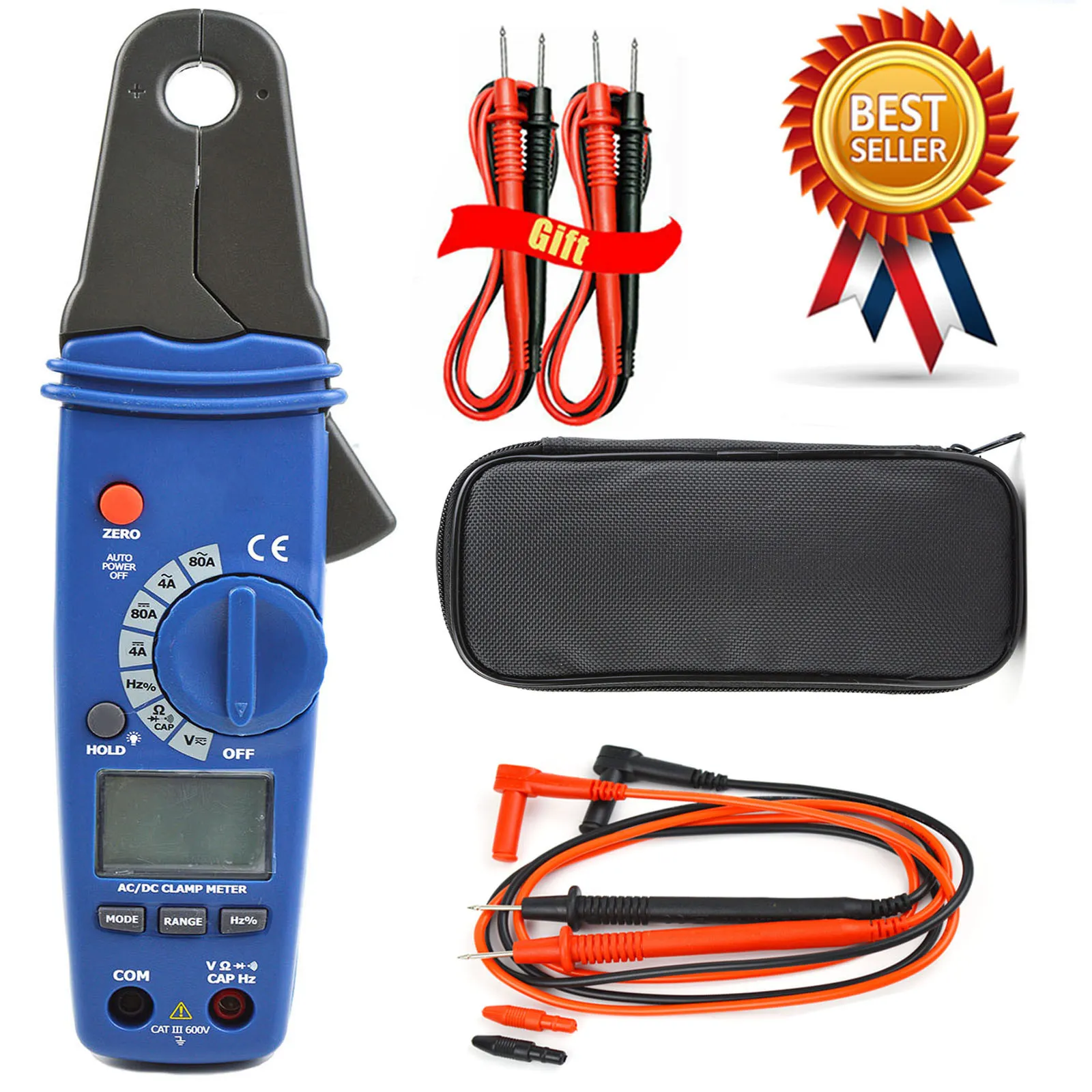 Digital Ammeter AC/DC Current Clamp Meter With Small Jaw, High ...