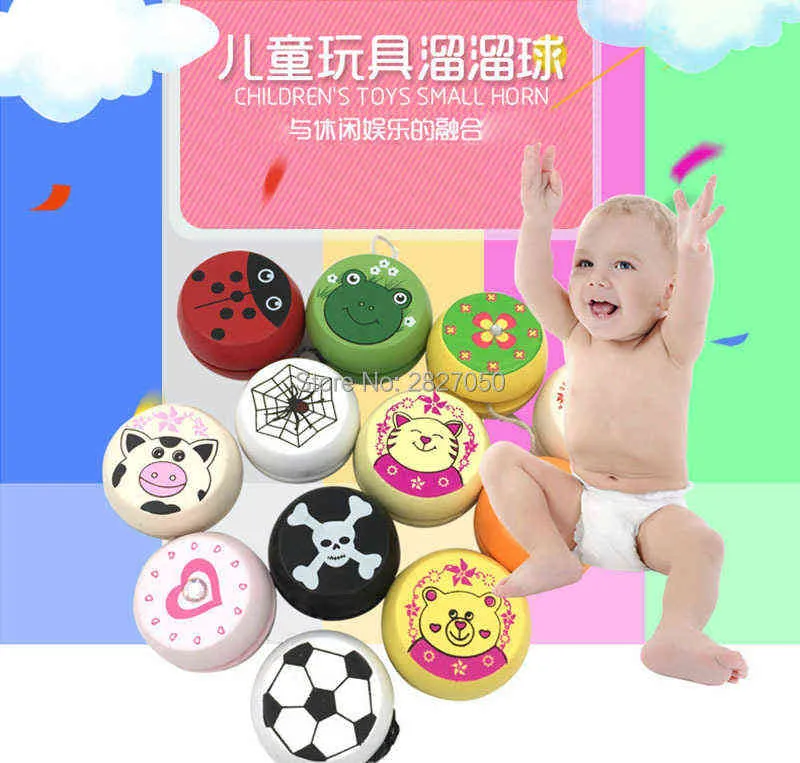 Yoyo Toys Cartoon Wooden YOYO Ball, Classic Childrens Yoyo Toy ...