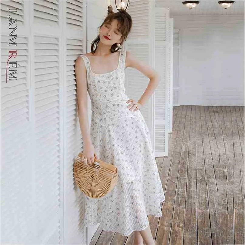 Chic Square-Neck Sleeveless White Mid-Length Summer Dress from Dhgate ...