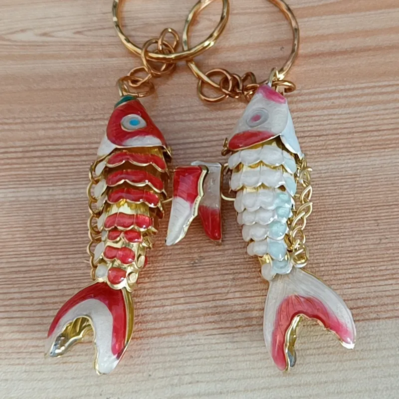 Enamel Koi Fish Keychain Set Handcrafted Lucky Charm Keyring For Bags ...