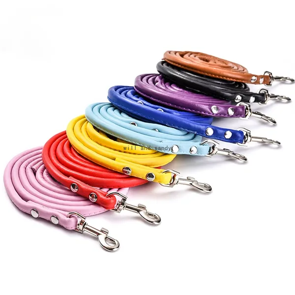 Cute Candy Color PU Leather Dog Leash with Hook - Perfect for Small ...