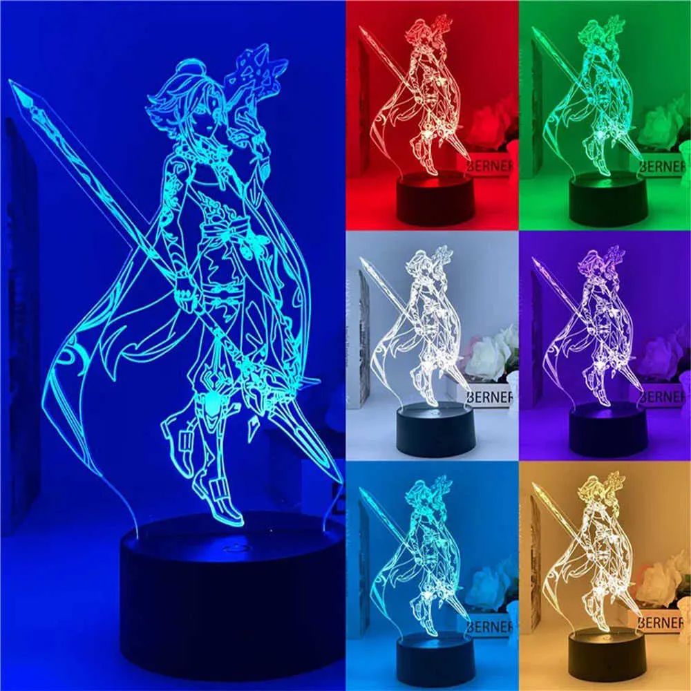 Genshin Impact 3D Illusion LED Night Light Anime Bedroom Decor Lamp For ...
